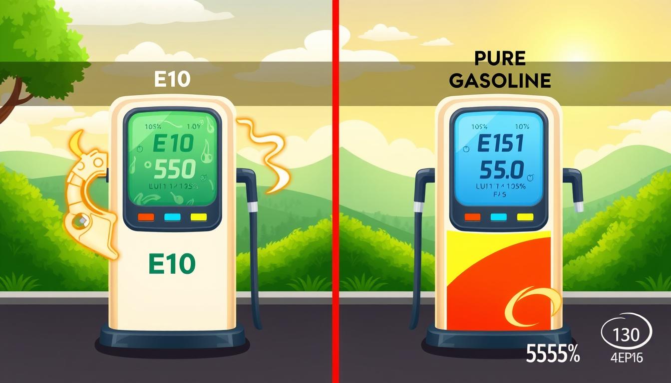 How does E10 (10% ethanol) affect fuel economy compared to pure ...